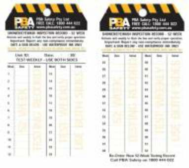 SE TAG 52 Week Test Tags for Safety Showers & Eye Wash Units – BIG Safety